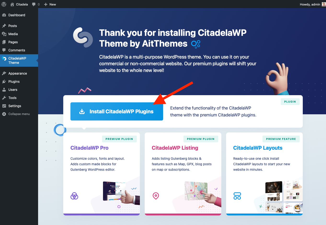 How to install CitadelaWP • AitThemes