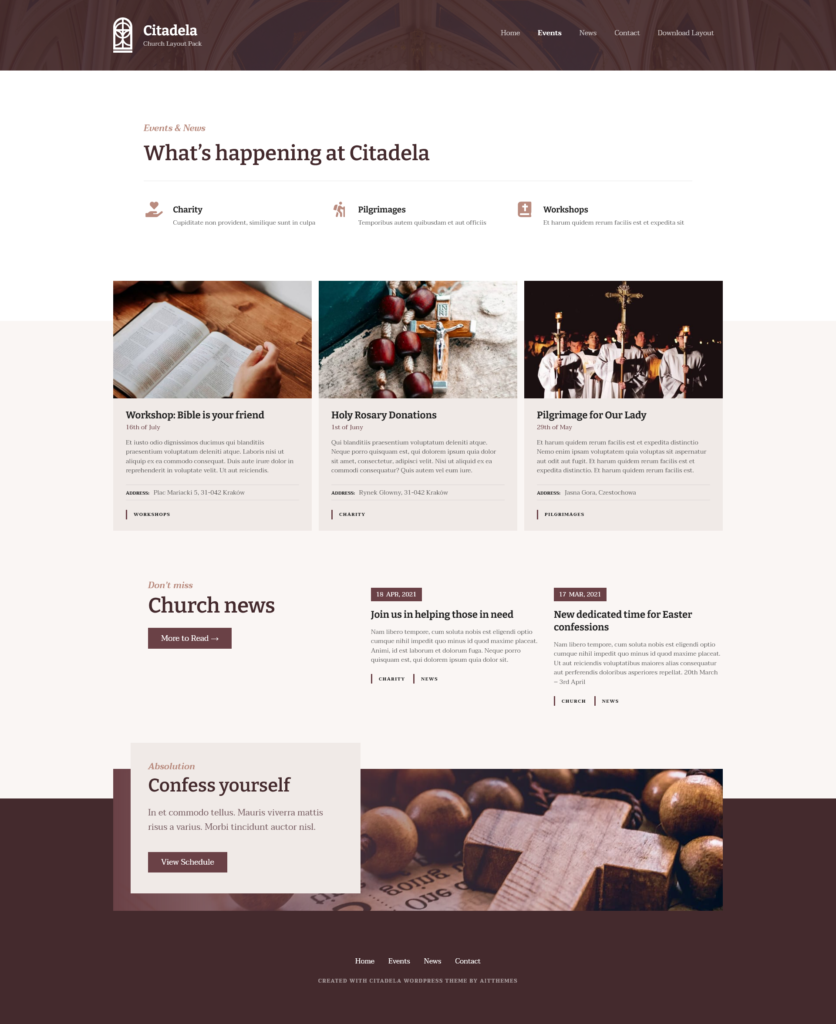 Get a FREE church layout for Citadela • AitThemes