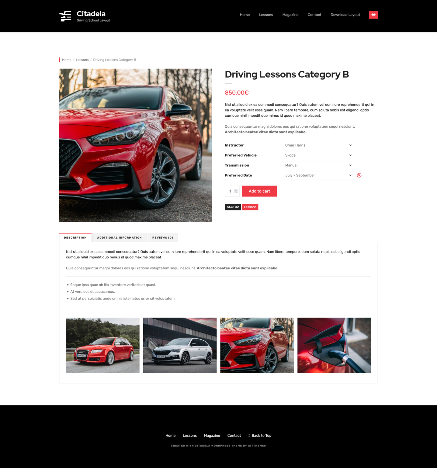 Get a FREE Driving School layout for Citadela • AitThemes