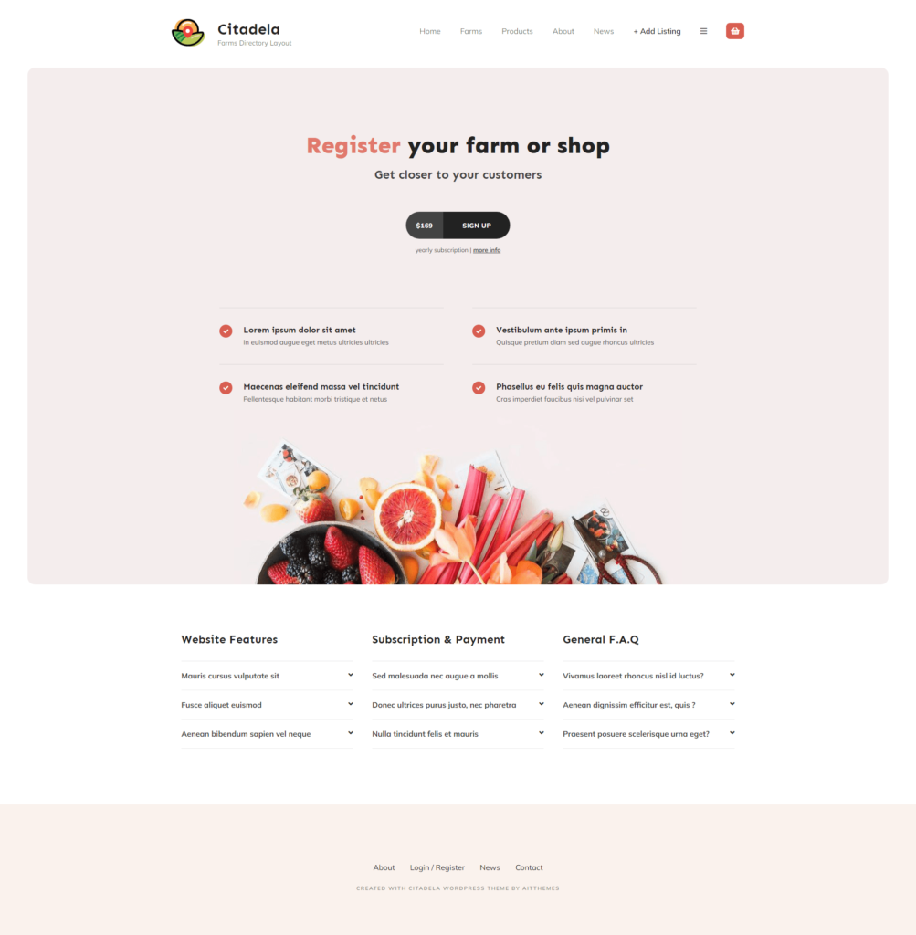 Best Farm WordPress Theme - CitadelaWP Farms • AitThemes